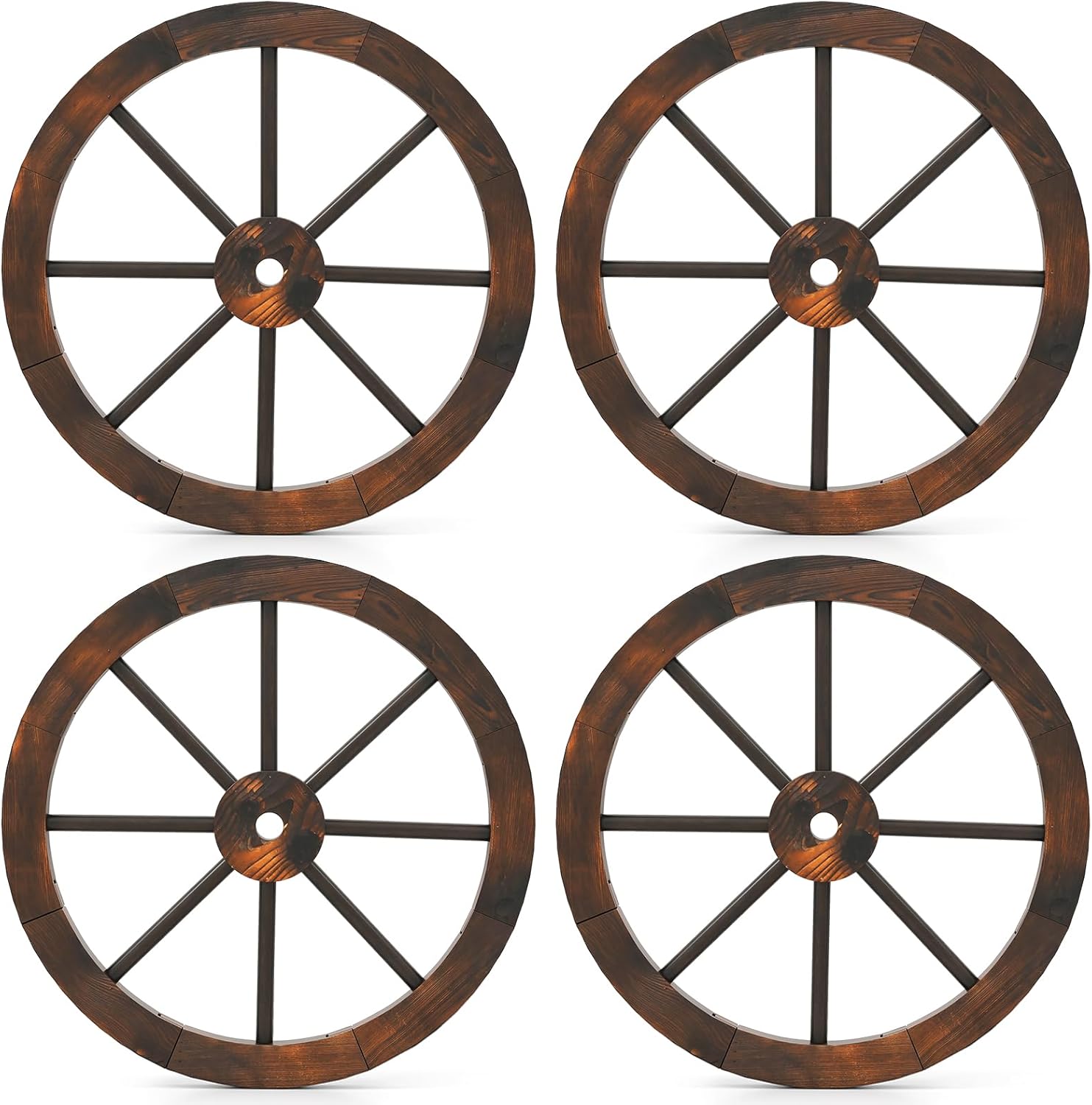 Giantex 24 Inch Set of 2/4 Decorative Wooden Wagon Wheel Carbonized So ...