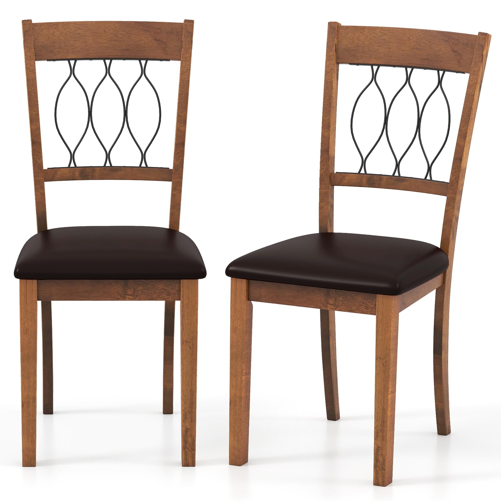 Giantex Set of 2/4 Dining Chair Fabric/Faux Leather Upholstered with P ...