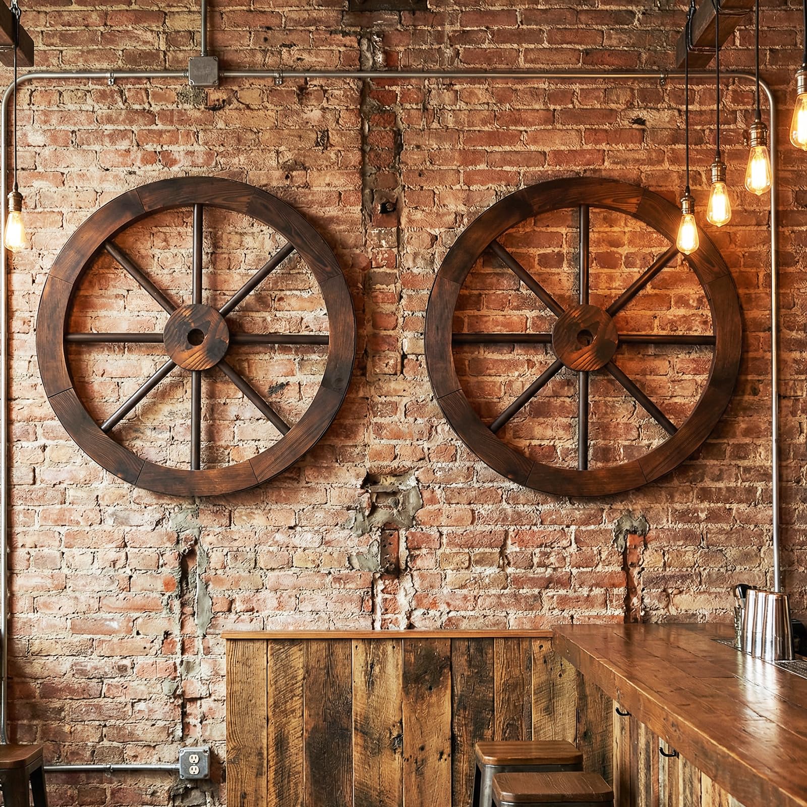 Giantex 24 Inch Set of 2/4 Decorative Wooden Wagon Wheel Carbonized So ...