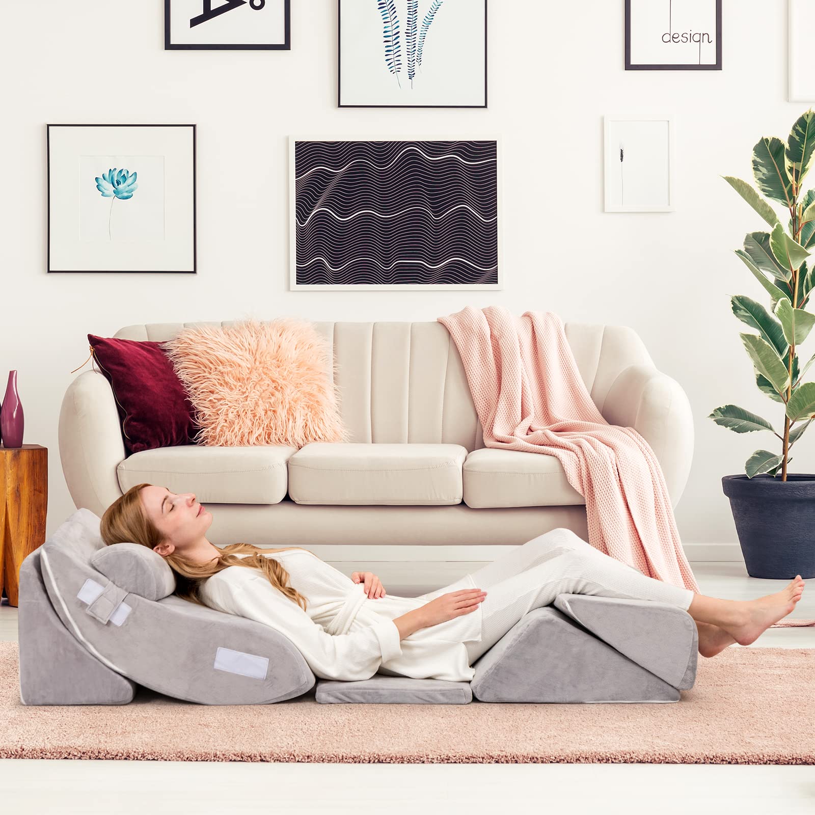 Giantex 6PCS Orthopedic Bed Wedge Pillow Set, Adjustable Pillows for N ...