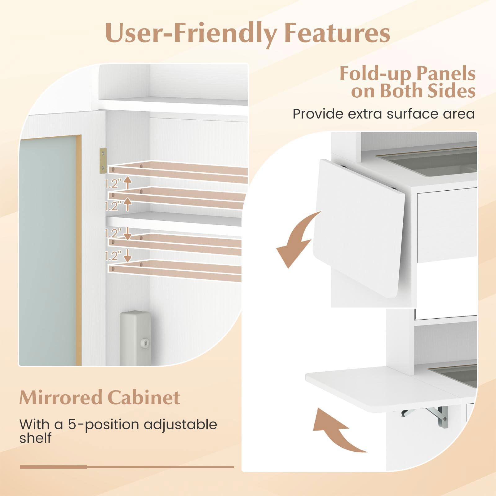 CHARMAID 20'' Girls Vanity Desk with Lighted Mirror & Charging Station ...